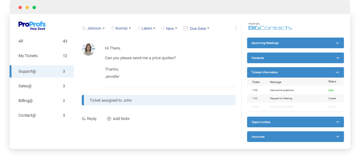 CRM with Help Desk for Sales & Support | BIGcontacts by ProProfs